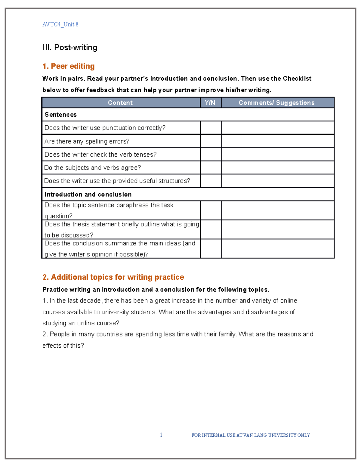 [Official] AVTC4 - UNIT 8 - Introductory and concluding paragraphs ...