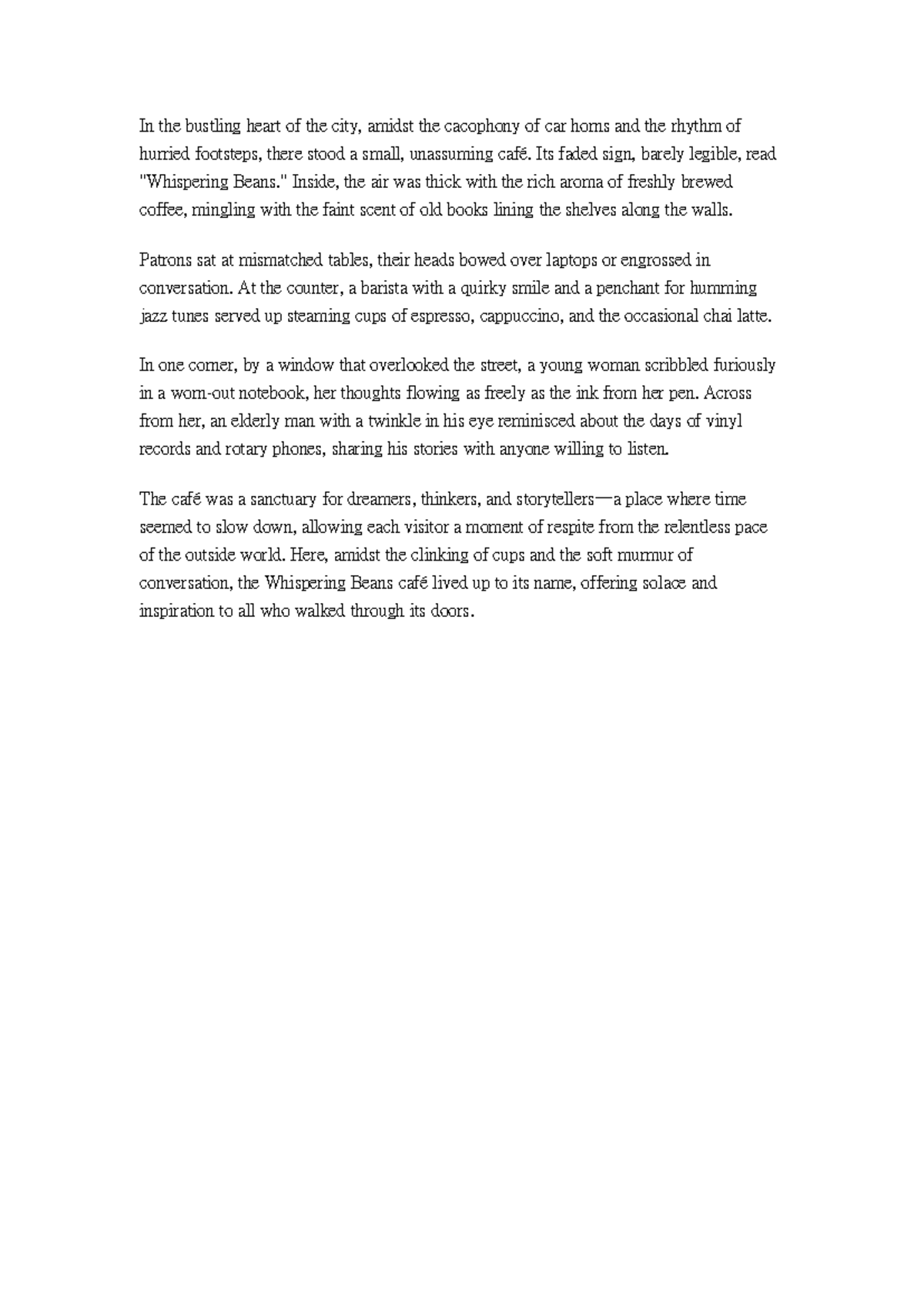 Urban Sanctuary: A Glimpse into Whispering Beans Café - Studocu