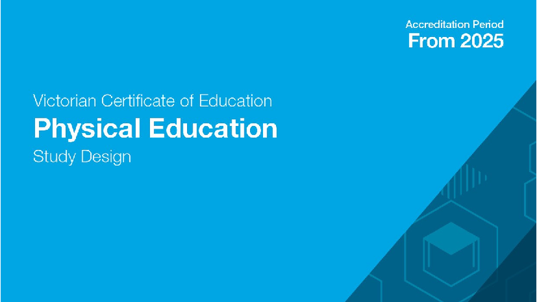 VCE Physical Education Study Design 2025: Unit 1 Overview and ...