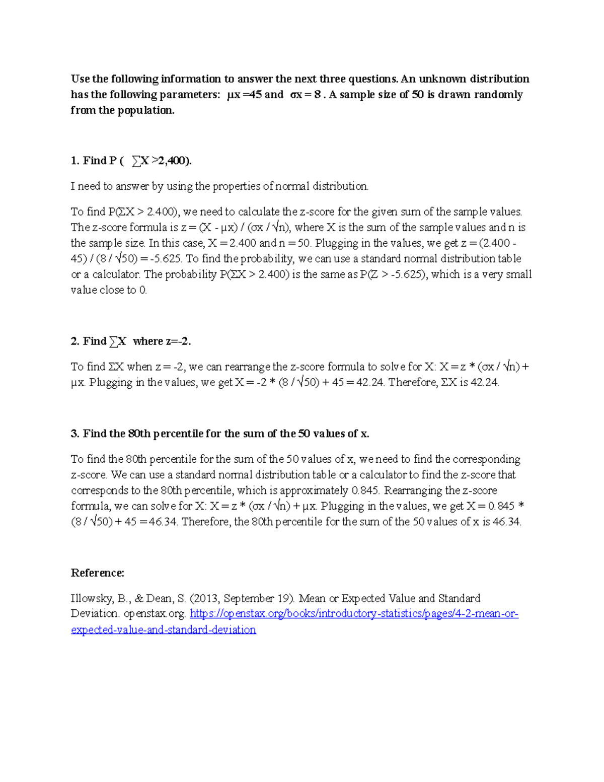 LJ UNIT 8 MATH 1280 - Use the following information to answer the next ...