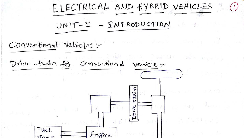 EVT UNIT - 1 Notes - electrical vechiles design - ELECTRICAL AND HYBRID ...