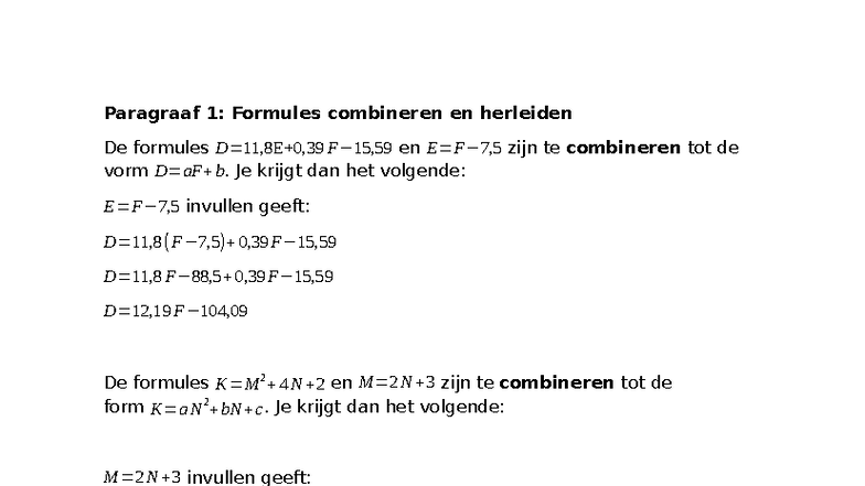 Wiskunde Hoofdstuk 6: Formules Combineren en Herleiden - Studeersnel