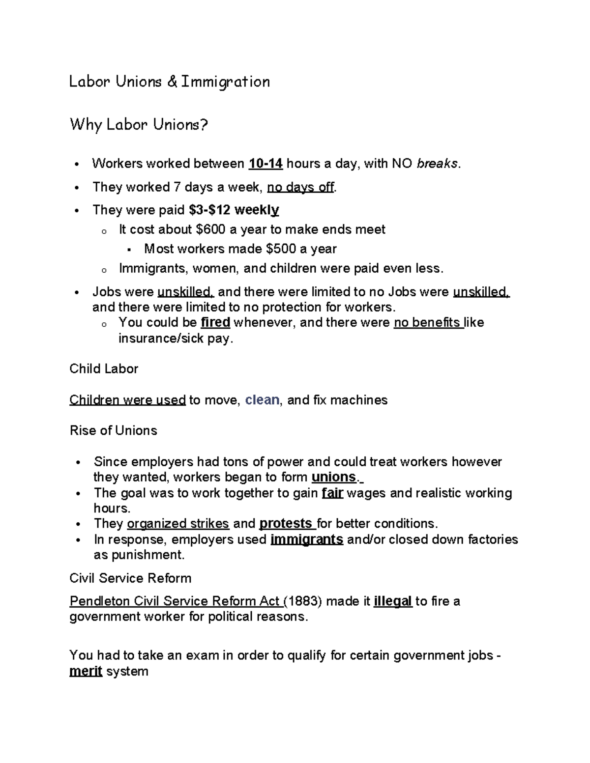 Labor Unions and Immigration: Gilded & Progressive Era Insights - Studocu