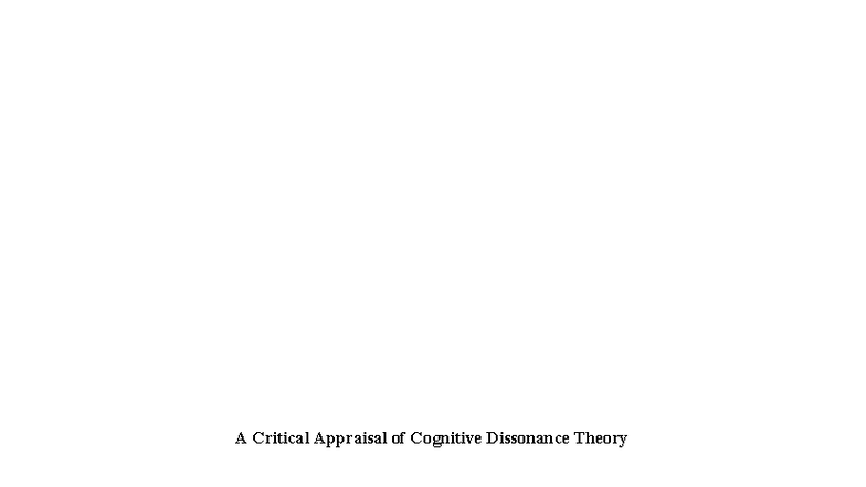 SOCPSY 2YY3: Final Assignment - Critical Evaluation of Cognitive ...