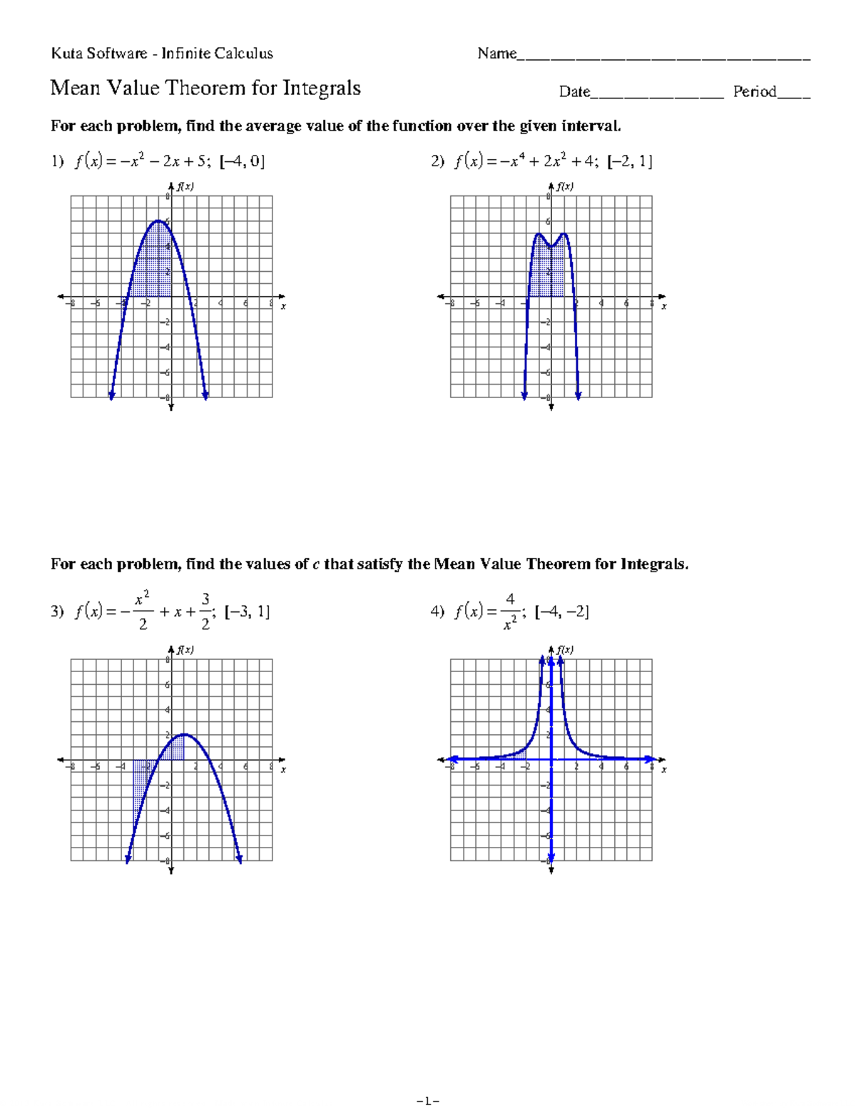 06 - Mean Value Theorem for Integrals: Average Value Calculations - Studocu