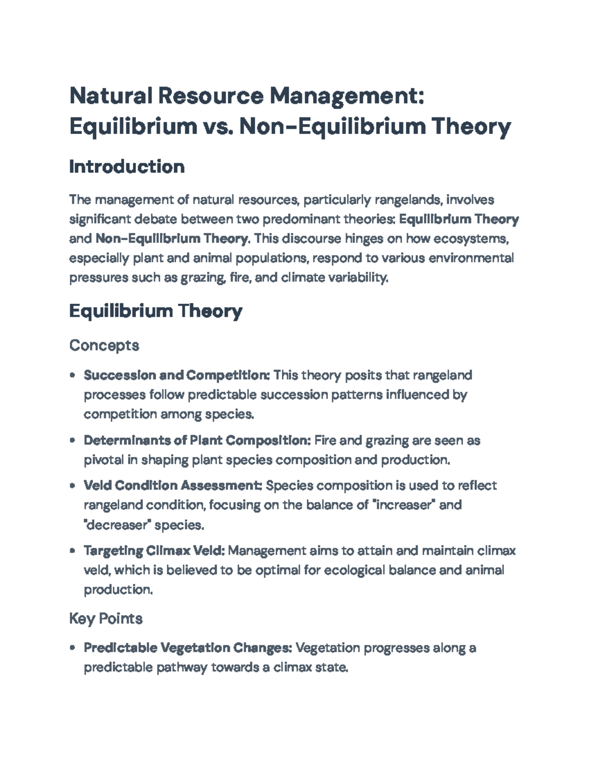 Natural Resource Management: Equilibrium vs. Non-Equilibrium Theory ...