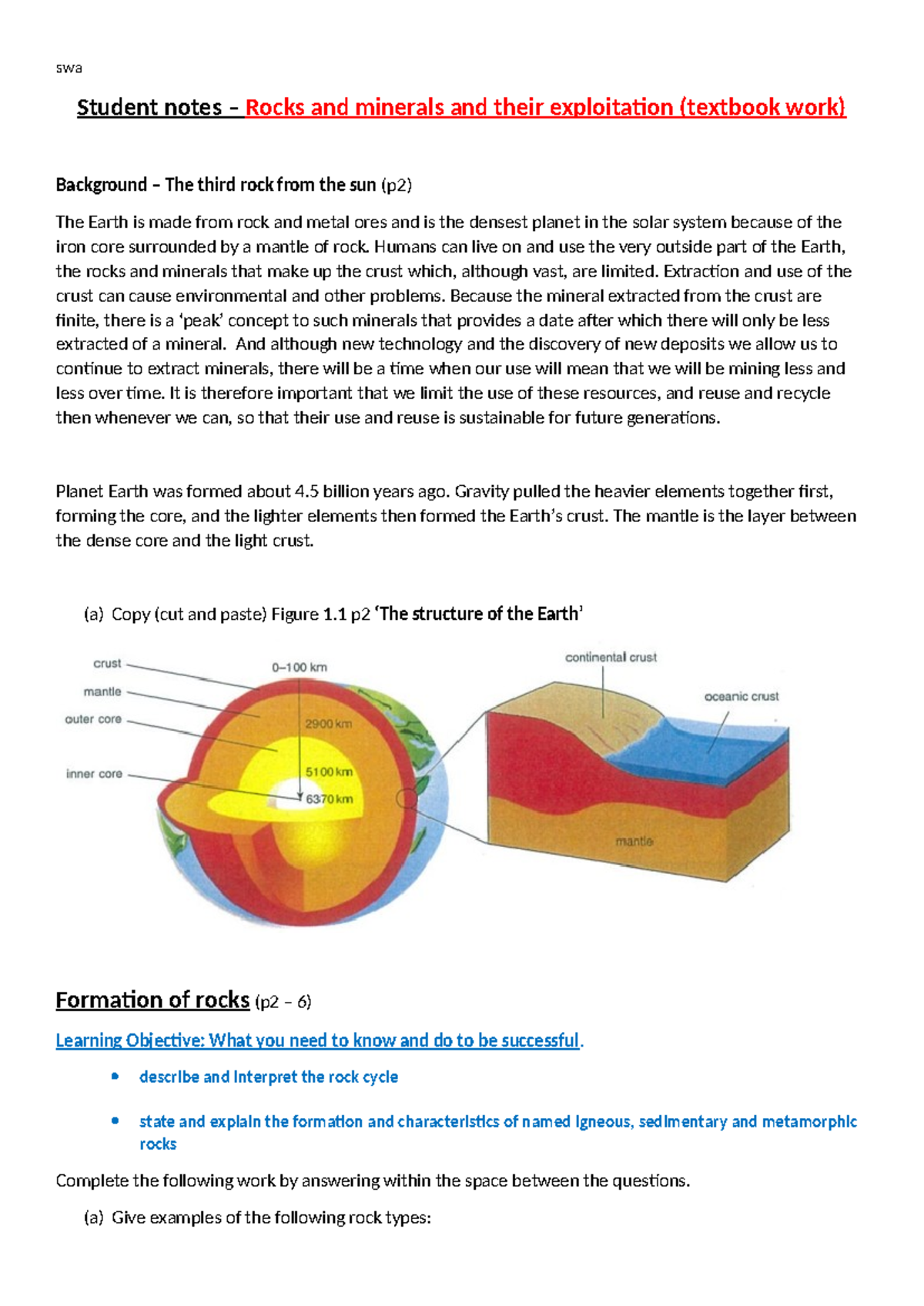 Student Notes - Rocks and Minerals (Final Exam) - Studocu