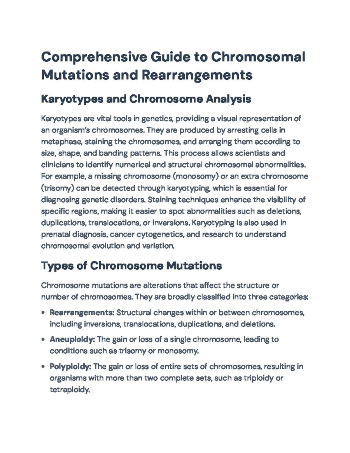 Comprehensive Guide to Chromosomal Mutations and Disorders (BIO101 ...