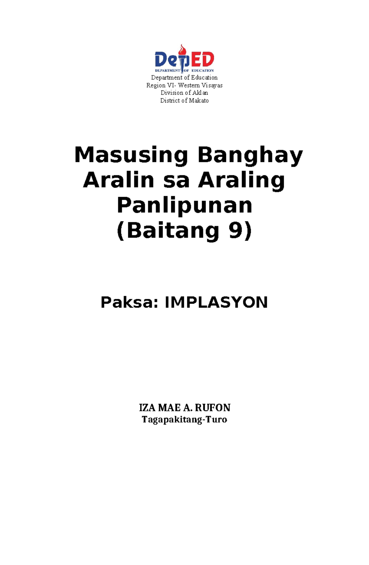 Masusing Banghay Aralin sa Araling Panlipunan (Detailed Lesson Plan in Araling Panlipunan) - Studocu
