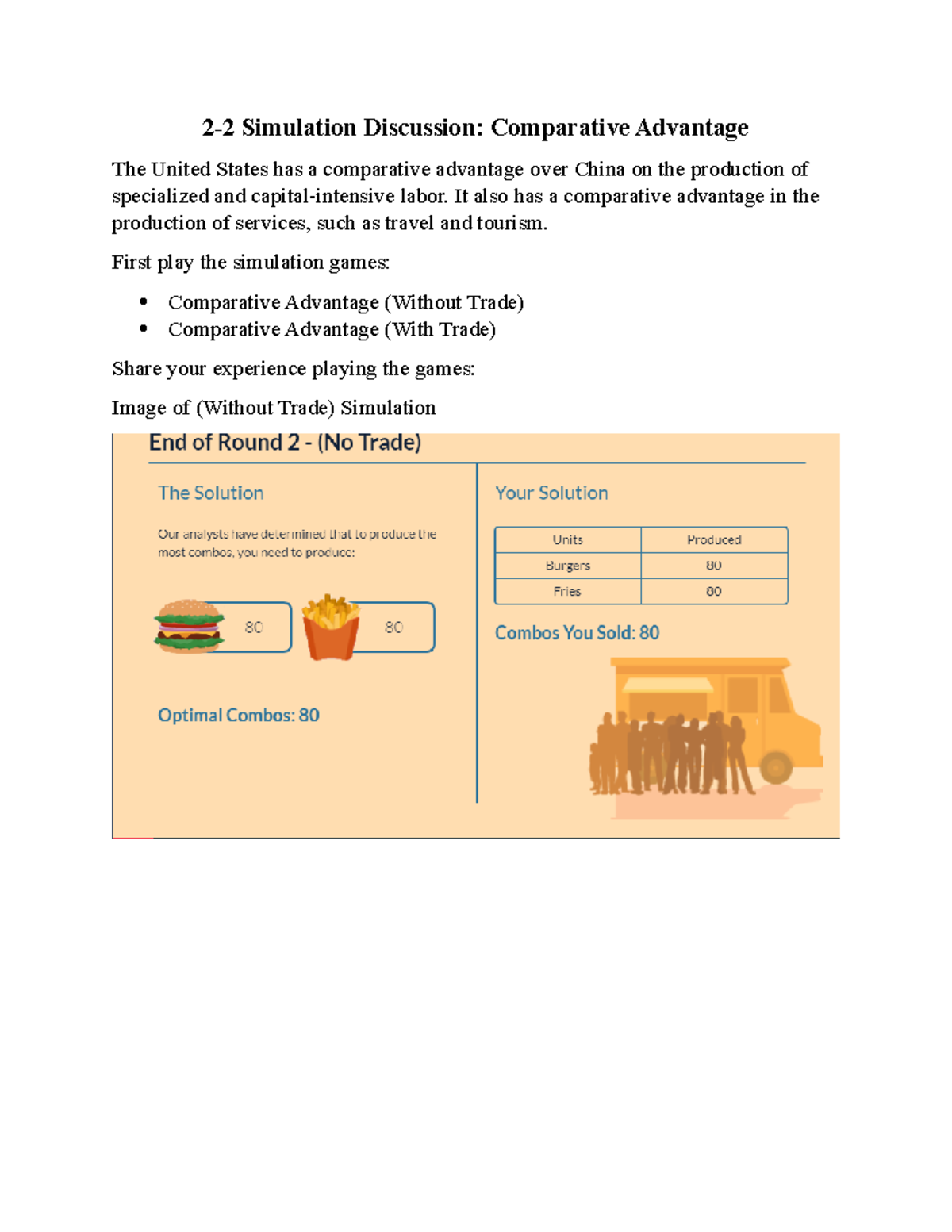 2-2 Simulation Discussion Comparative Advantage - It also has a ...