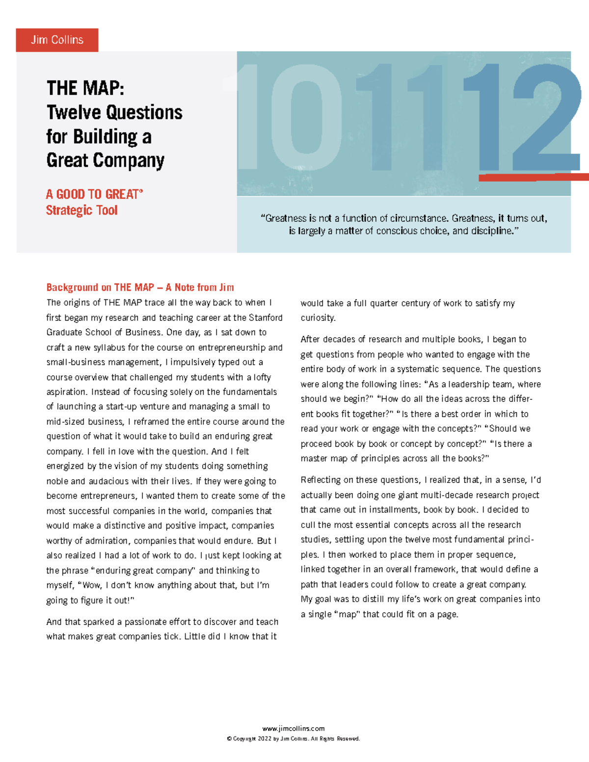 THE MAP–Twelve Questions–Jim Collins - Jim Collins THE MAP: Twelve ...