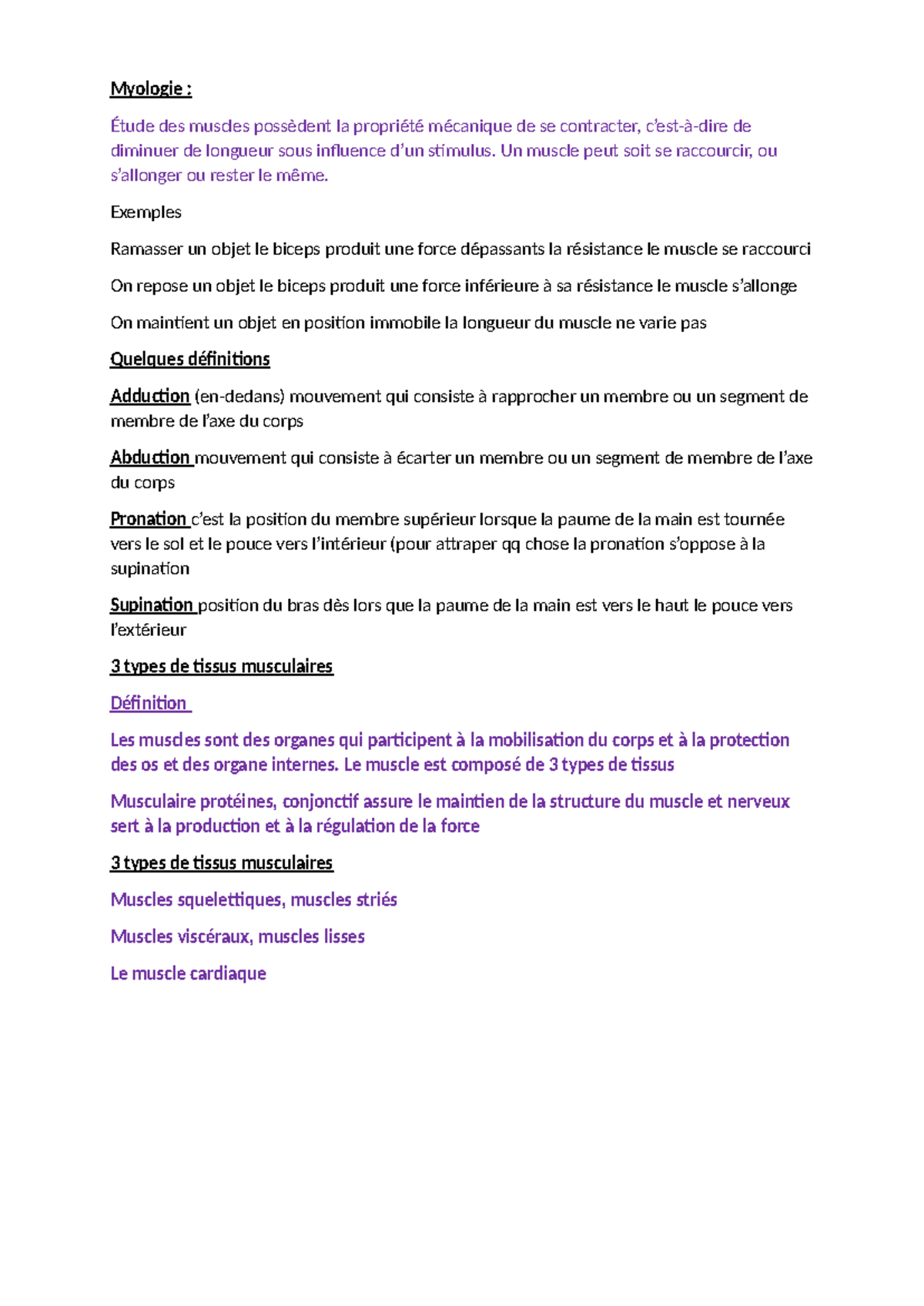 Myologie et ostéologie - Myologie : Étude des muscles possèdent la ...