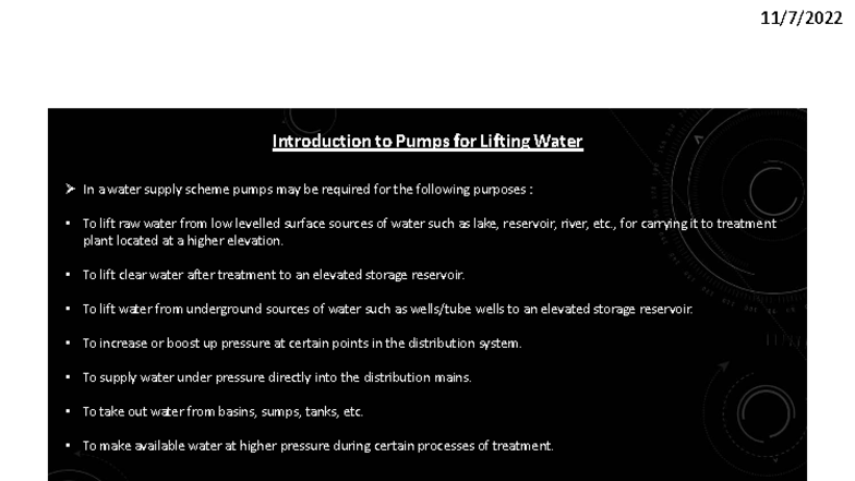 5.Water Supply Pumps: Introduction and Types of Pumps - Studocu