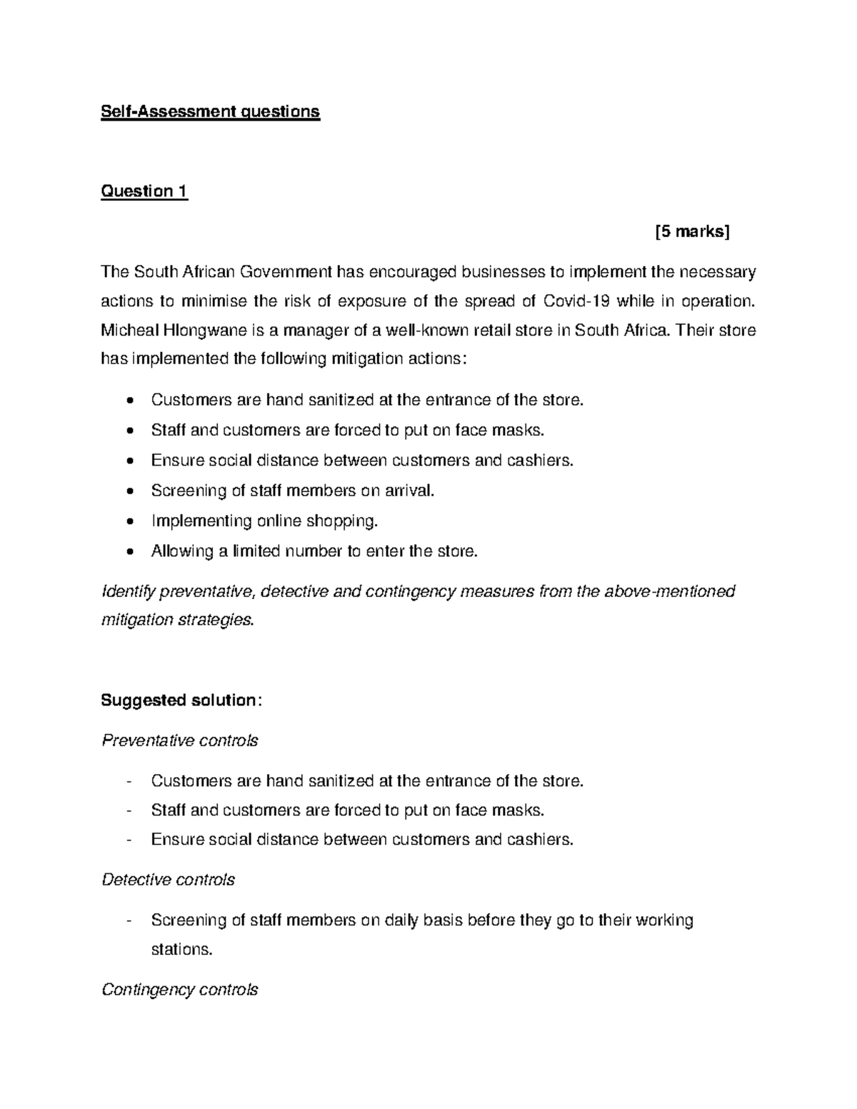 RSK2602 Self-Assessment Questions & Answers - Self-Assessment questions ...