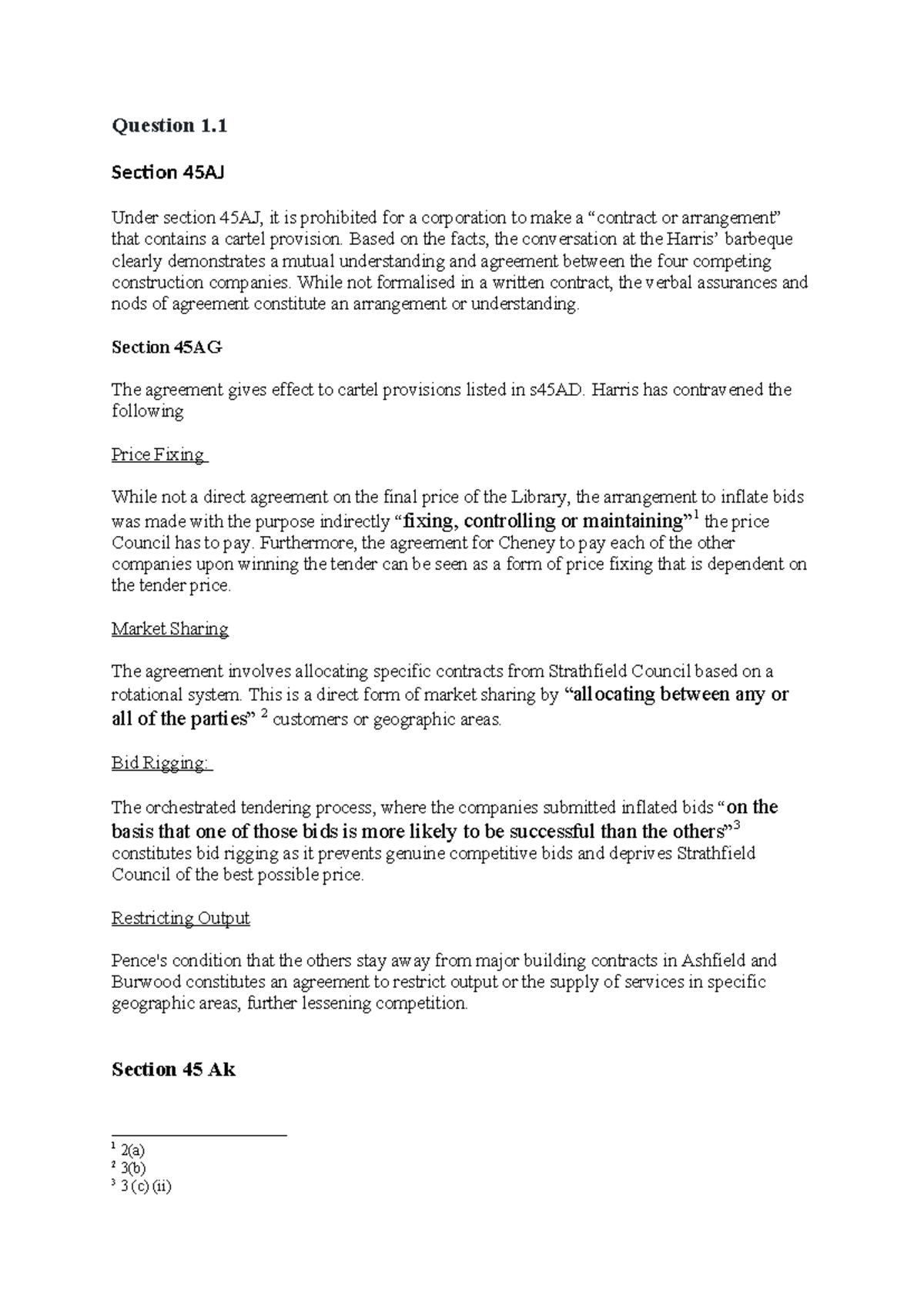 Competition Law Analysis: Cartel Conduct & Liability Issues (LAW101 ...