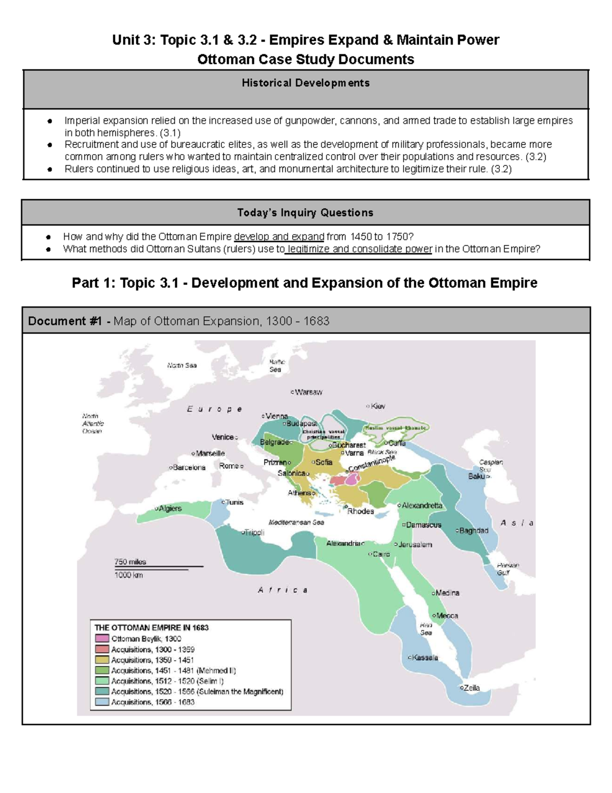 Unit 3: Ottoman Empire Case Study (Topics 3.1 & 3.2) - Expansion & Power - Studocu