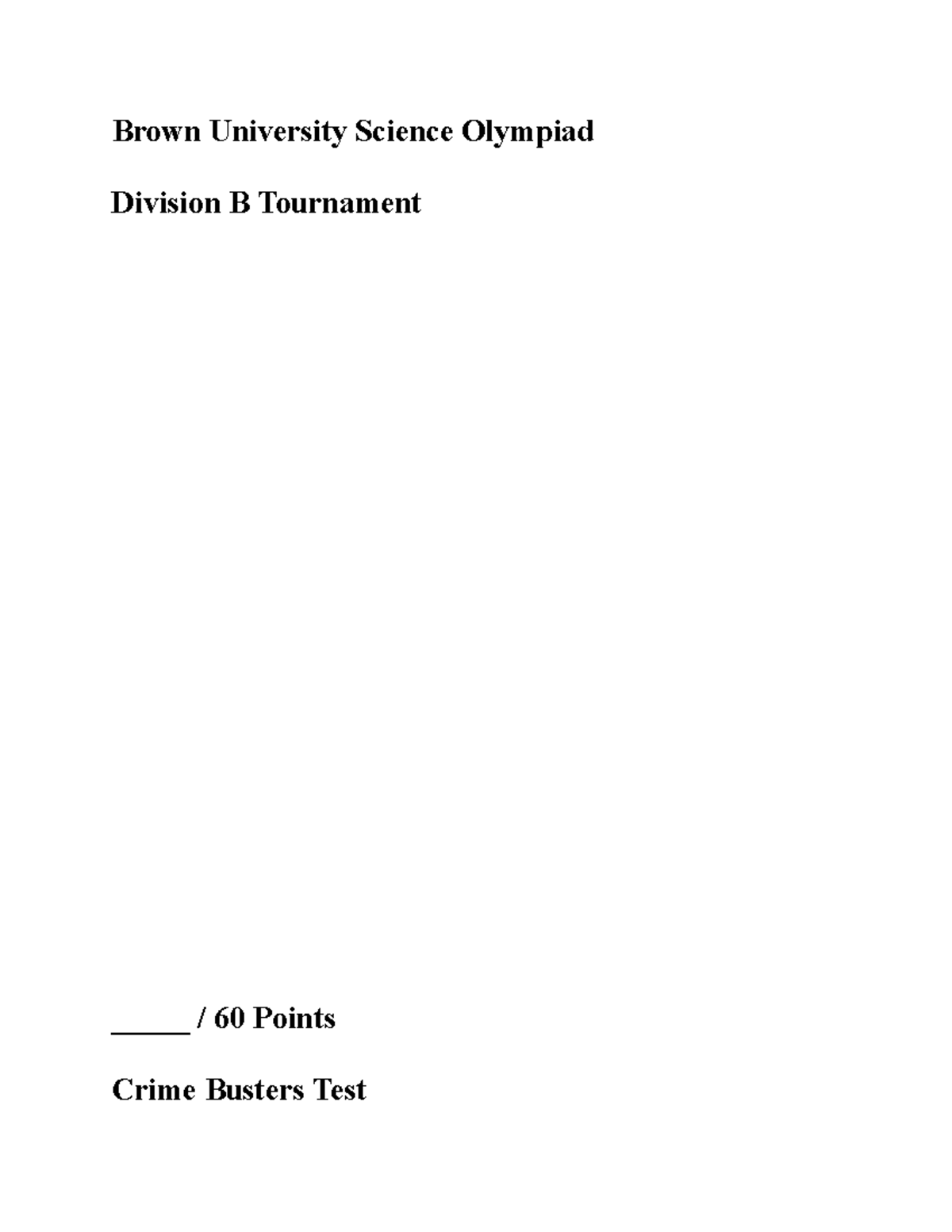 Crime Div B Test: Crime Busters Investigation & Answer Sheet - Studocu