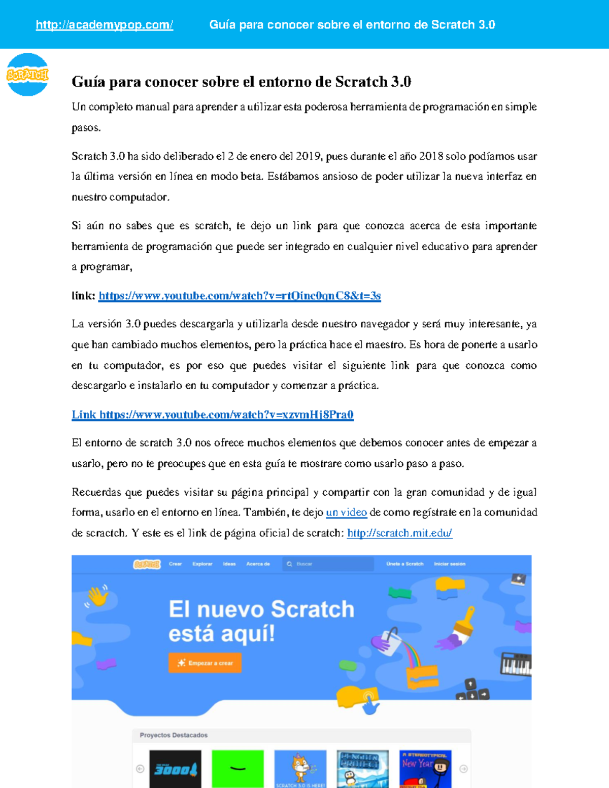 Guía para conocer sobre el entorno de Scratch 3 - Un completo manual para aprender a utilizar ...