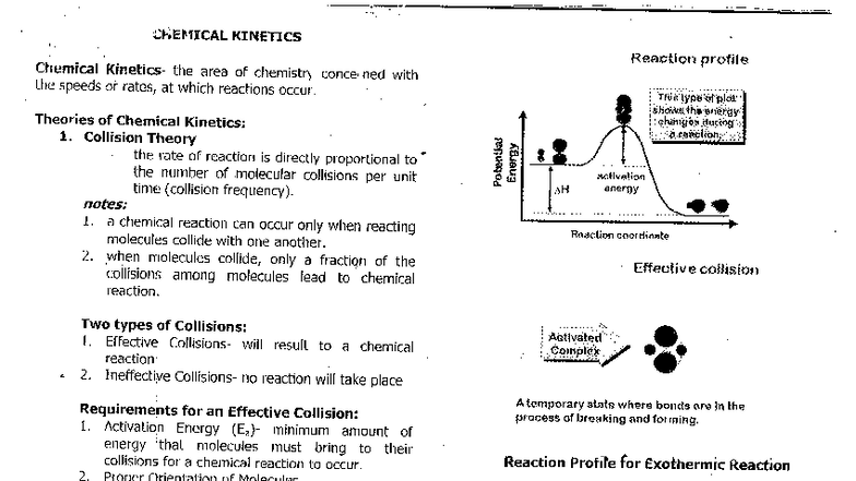 Chemical Kinetics: Reaction Profiles and Rate Laws - CHEM 101 - Studocu