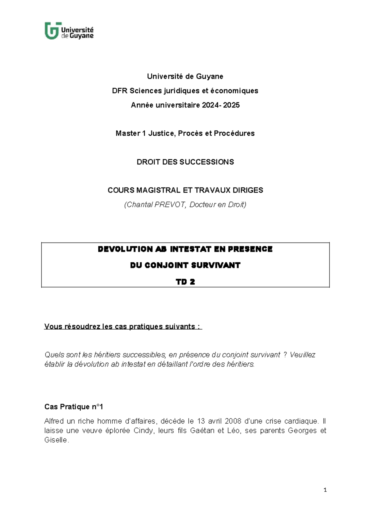 TD2 Droit des Successions : Dévolution Ab Intestat avec Conjoint ...