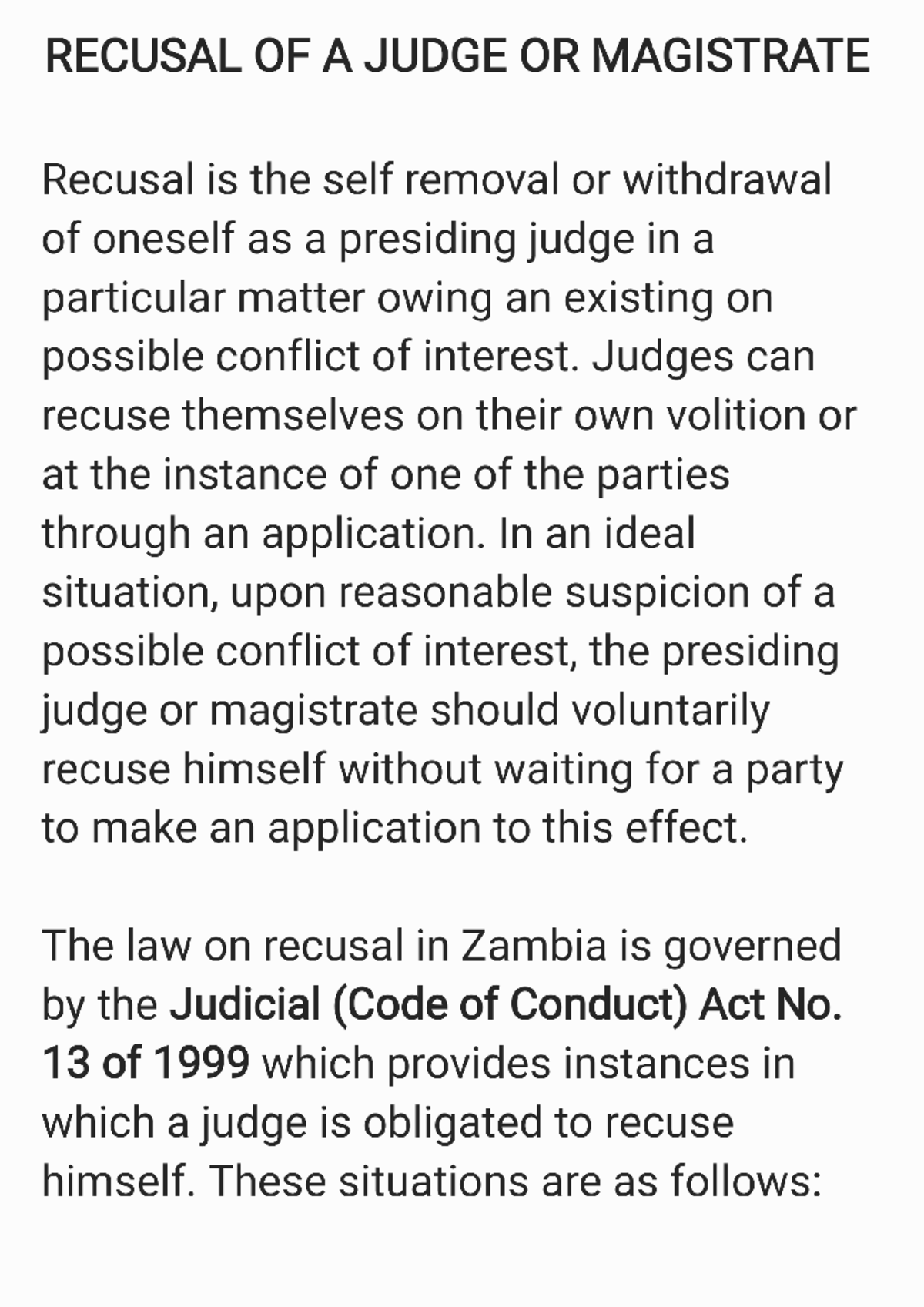 Recusal of Judges: Guidelines and Considerations (LLB ZIALE 2024) - Studocu