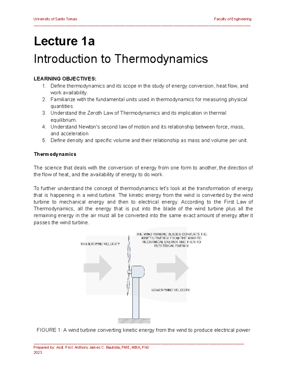 Introduction to Thermodynamics - Lecture 1a Introduction to ...