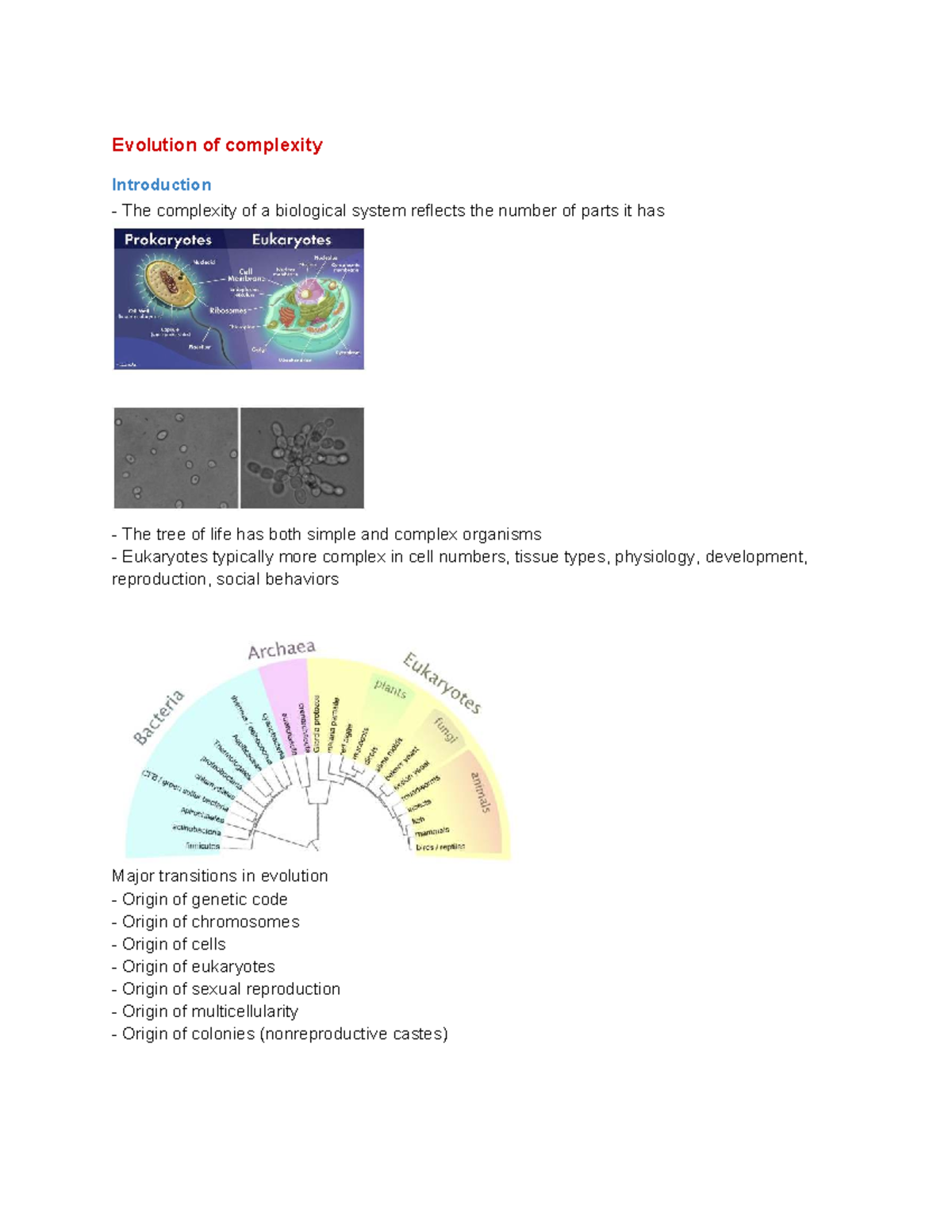 Bio 11+12 - Evolution of Complexity in Biological Systems - Studocu