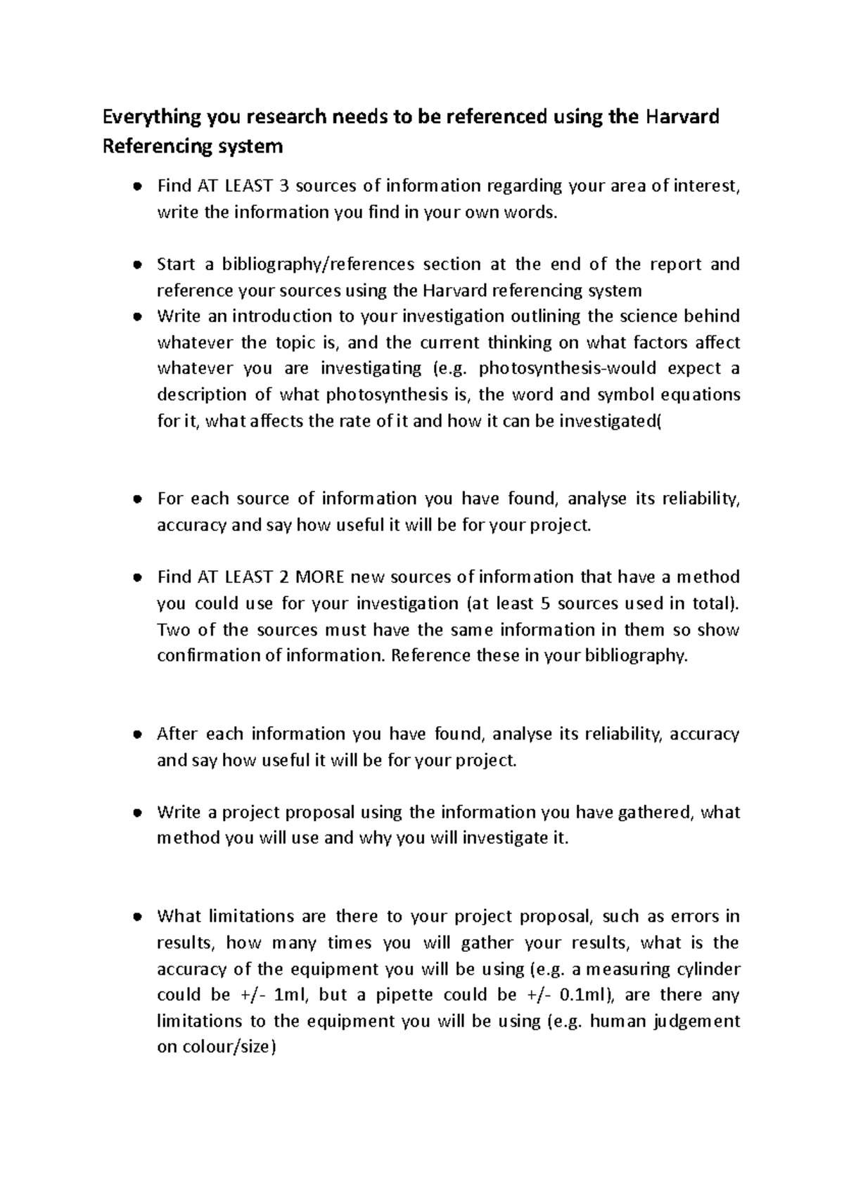 Unit 6 Applied Science L3: Harvard Referencing & Project Proposal Guide ...