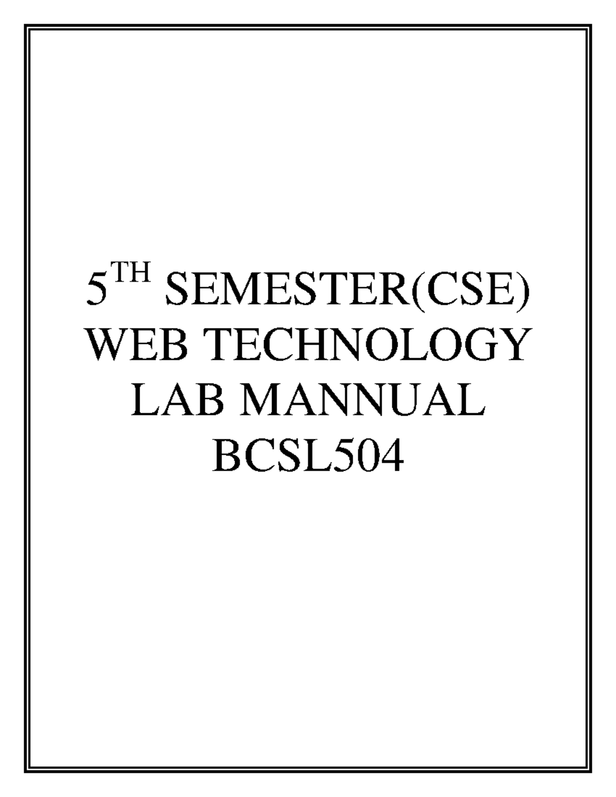 Web+Technology Lab Manual for CSE 5th Semester Experiments - Studocu