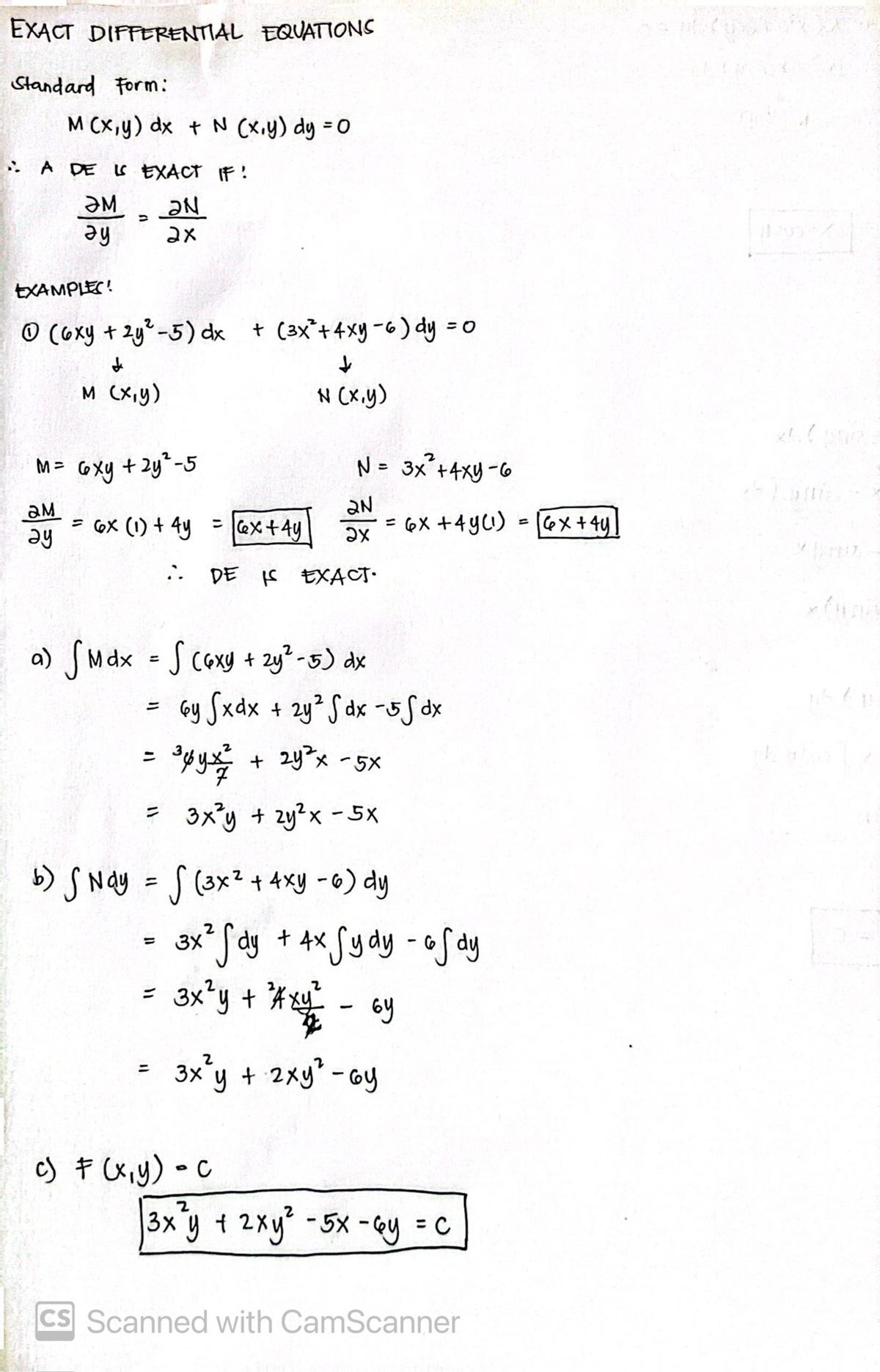 DE-MT-reviewer - Homogenous - EXACT DIFFERENTIAL EQUATIONS Standard ...
