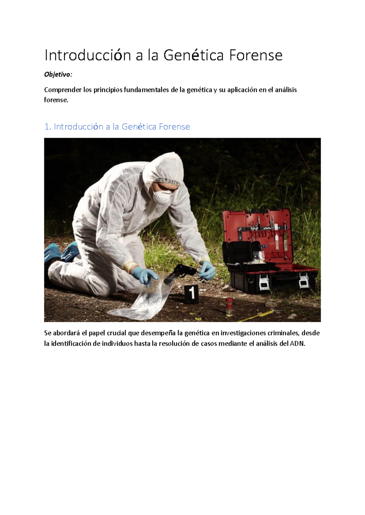 Introducción a la Genética Forense: Principios y Aplicaciones - Studocu