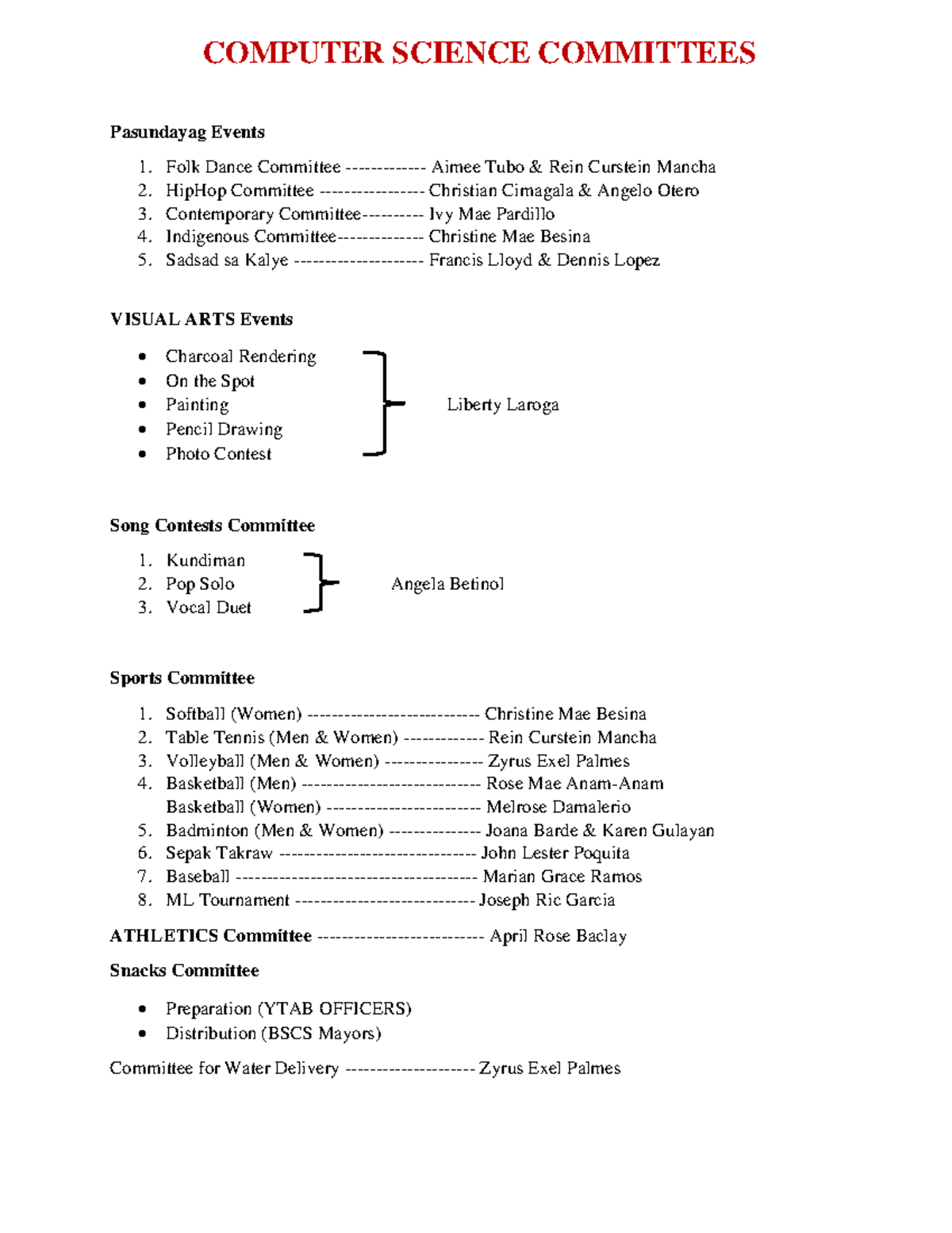COMPUTER SCIENCE COMMITTEES: Event Overview and Participants - Studocu