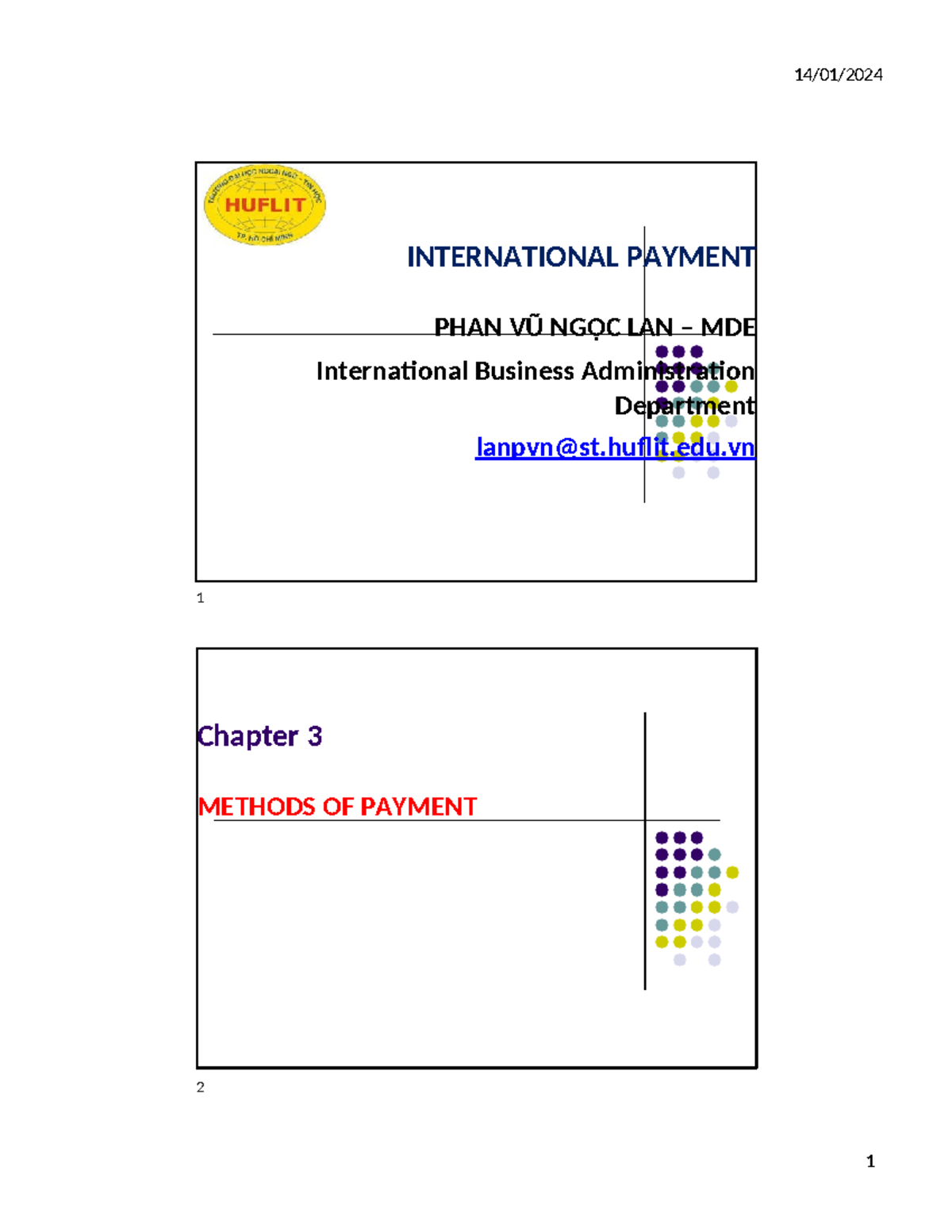 MDE International Business: Chapter 3 - Methods of Payment - Studocu