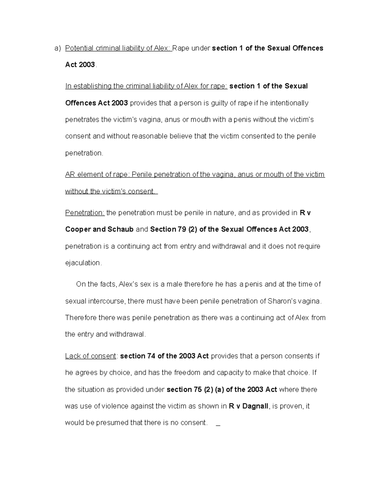 ILAC FOR Sexual Offences (RAPE Under Section 1 OF Sexual Offences ACT ...