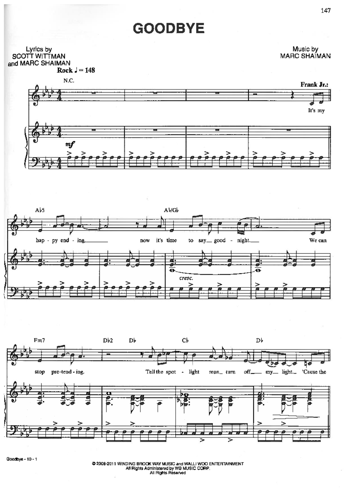 Catch Me If You Can: Goodbye Vocal Sheets (147 GOODE) - Studocu