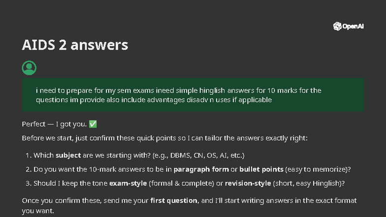 AIDS 2 answers - These are AIDS 2 notes.... - AIDS 2 answers i need to ...