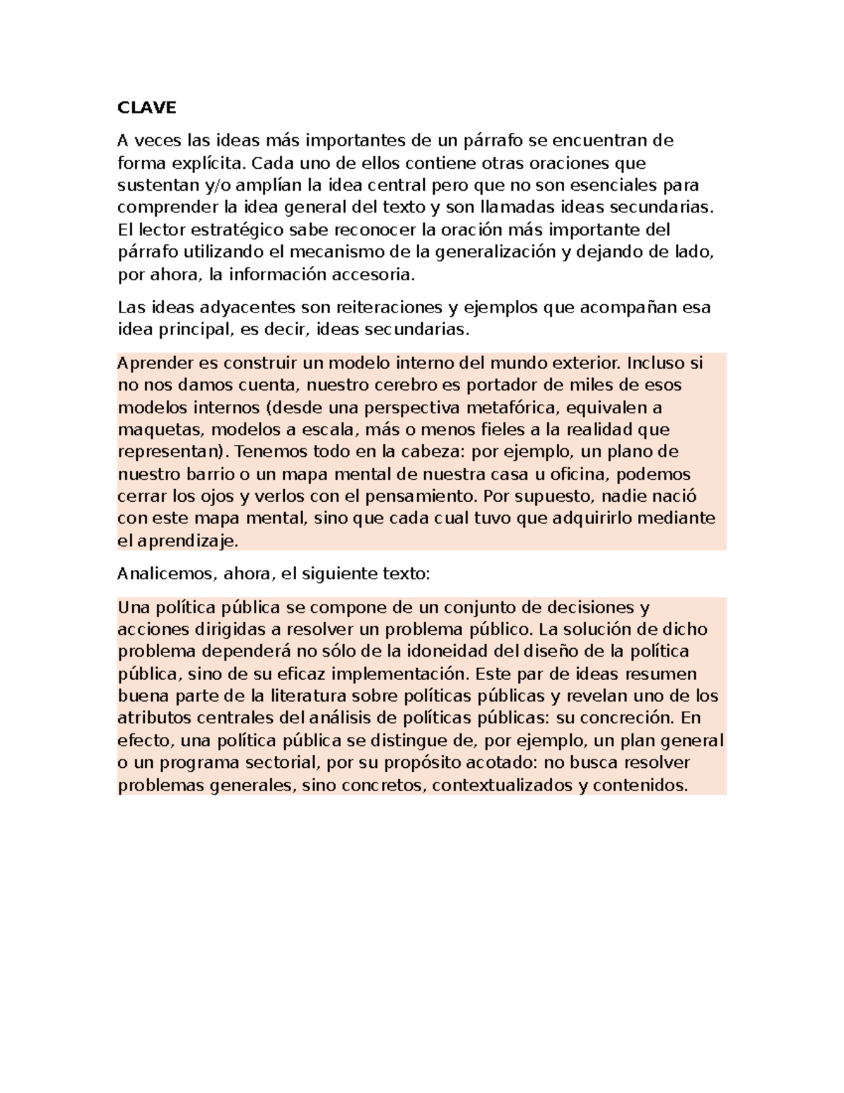 CLAVE: Ideas Centrales y Secundarias en Textos Académicos - Sesión 4 ...