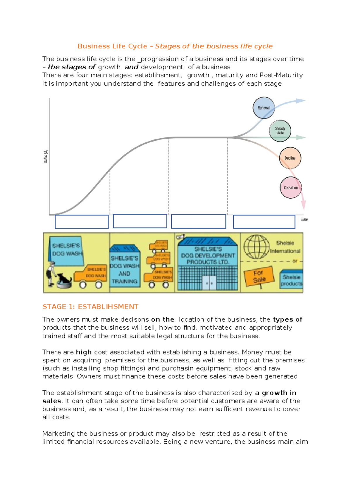 Business Life Cycle Stage 1 Growth - Business Life Cycle – Stages of ...