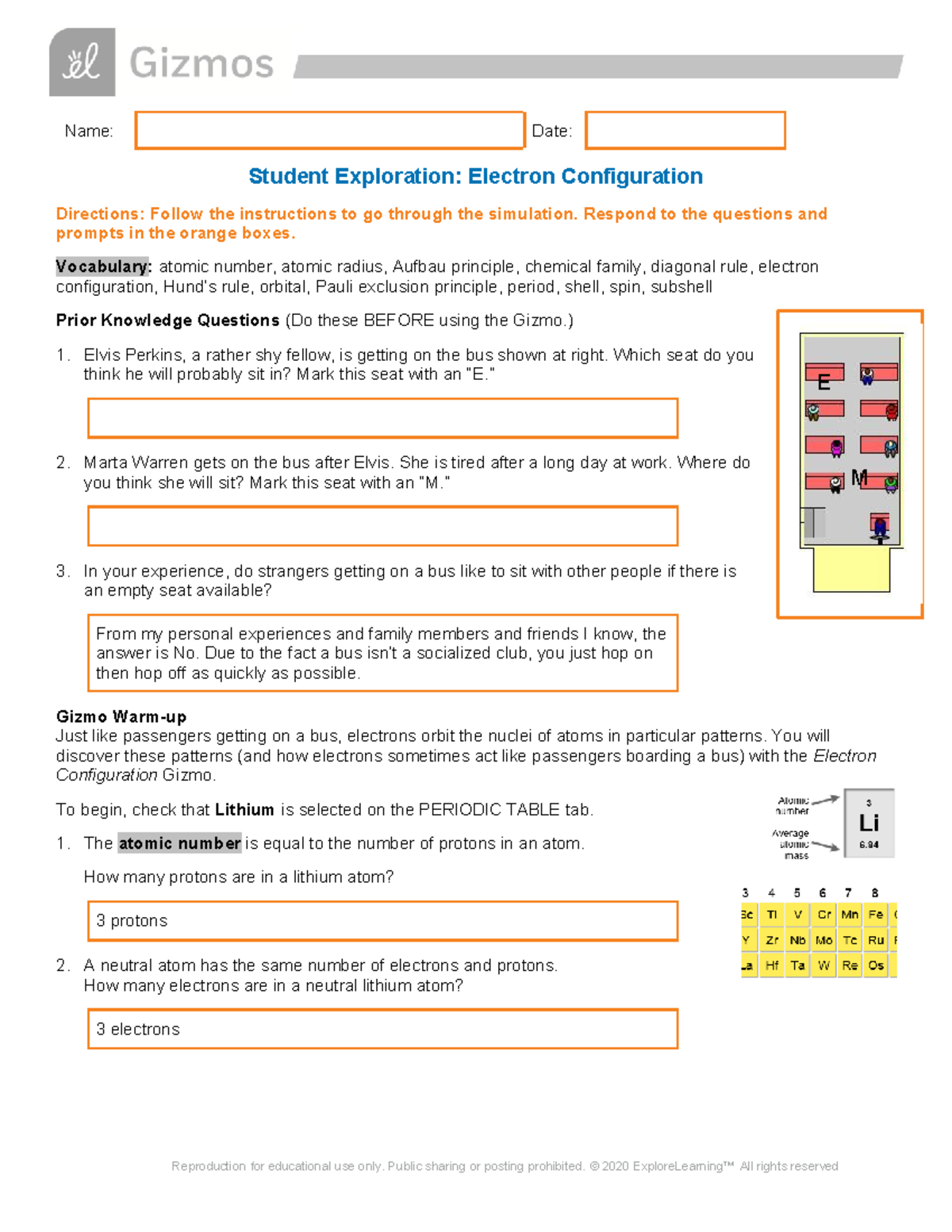 Electron Configuration Gizmo Exploration: Student Guide - Studocu