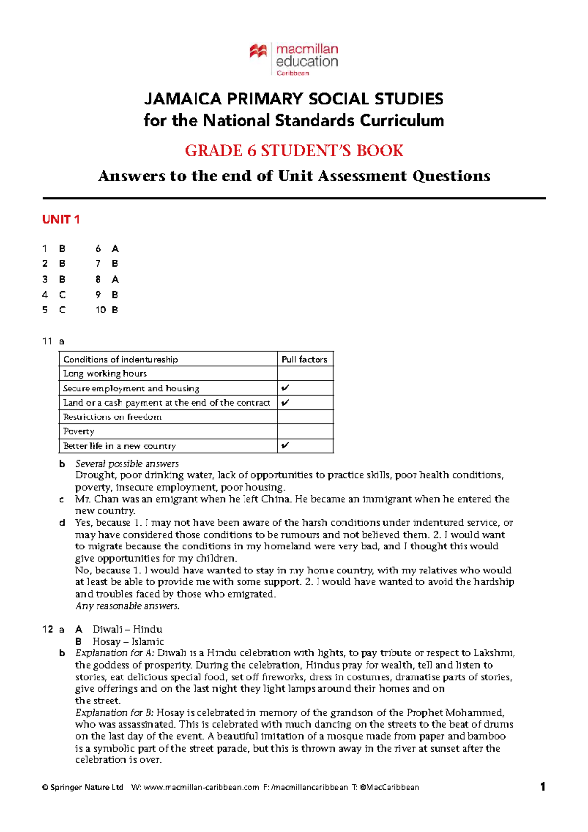 JAMAICA PRIMARY SOCIAL STUDIES GRADE 6 UNIT ASSESSMENT ANSWERS - Studocu