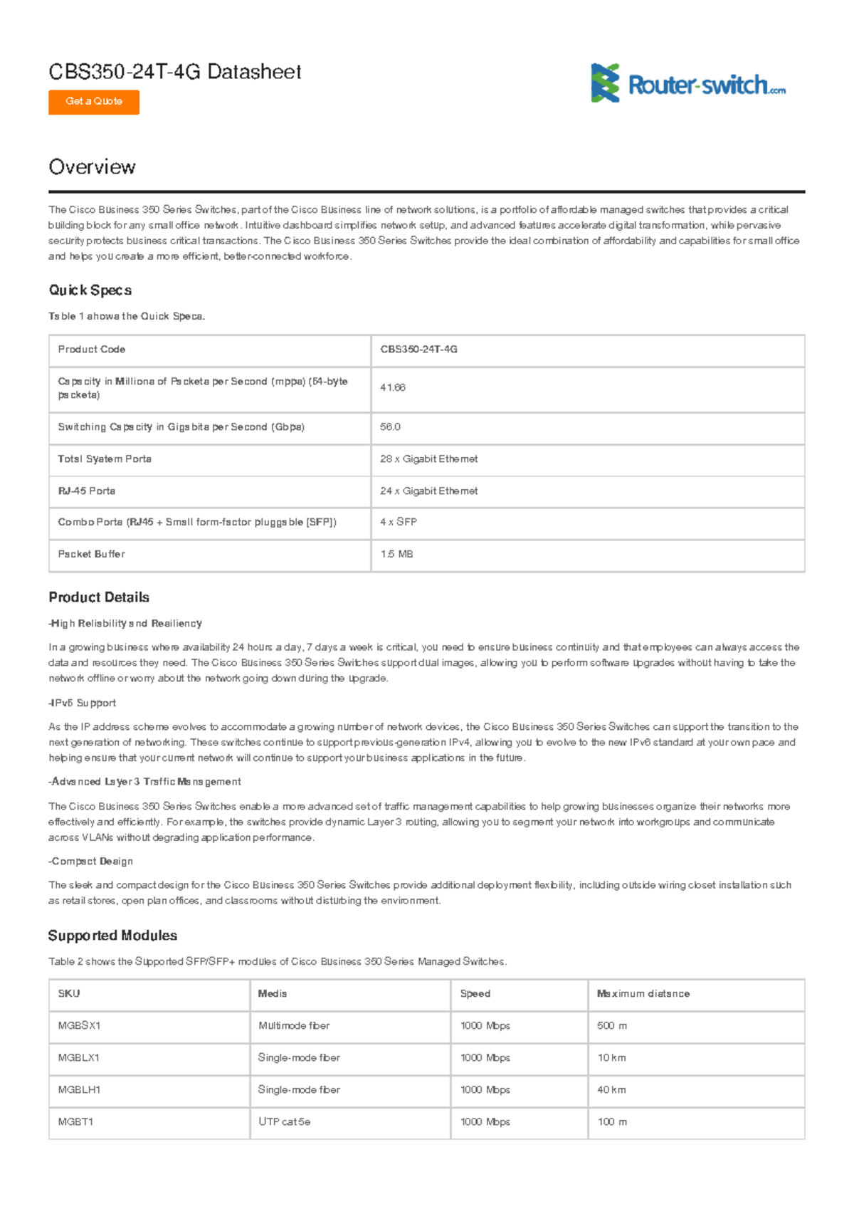 Cbs350 24t 4g datasheet - CBS350-24T-4G Datasheet Get a Quote Overview ...