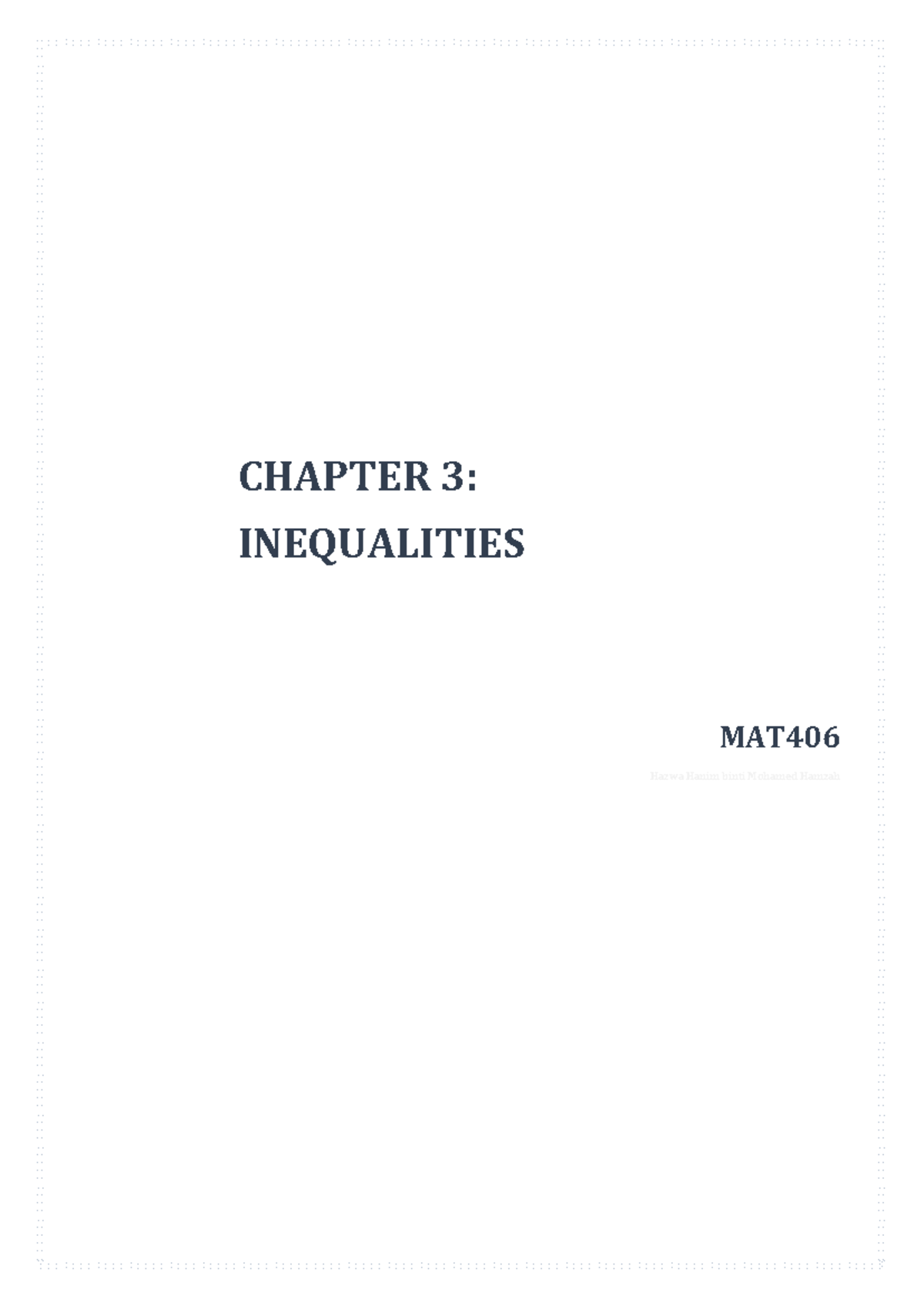 CHAPTER 3: INEQUALITIES - A Comprehensive Guide to Algebraic Concepts ...