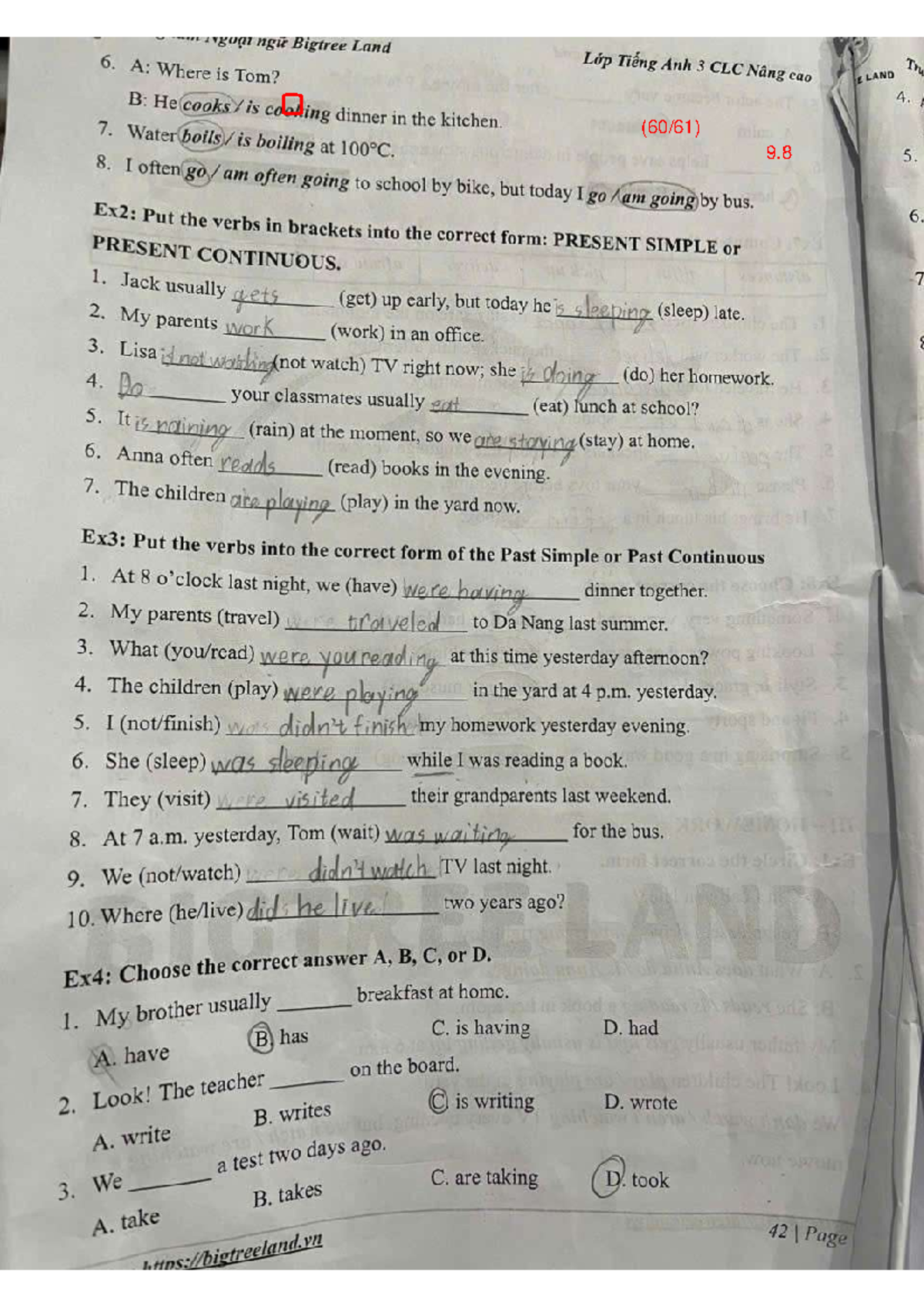 Goal Ngur Bigtree Land 6: Present & Past Tense Exercises - Studocu