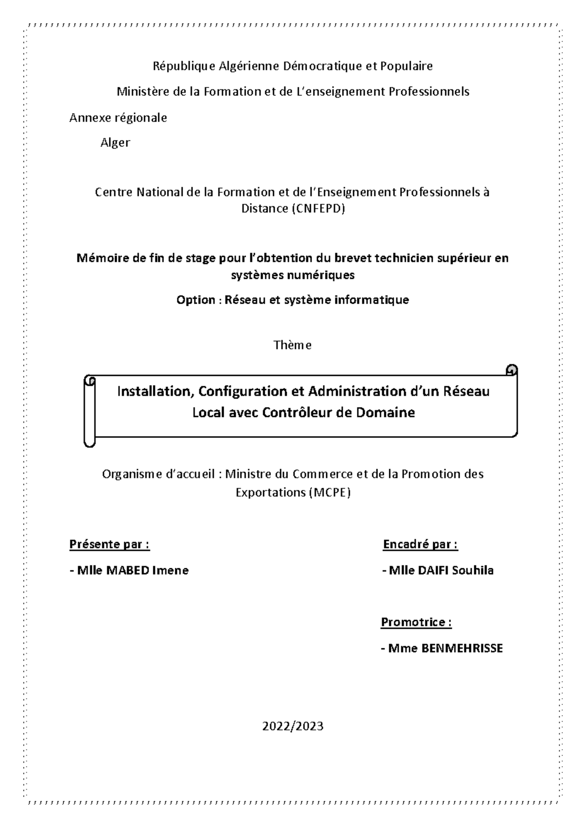 Installation et Administration d'un Réseau Local avec Contrôleur - BTS Systèmes Numériques - Studocu