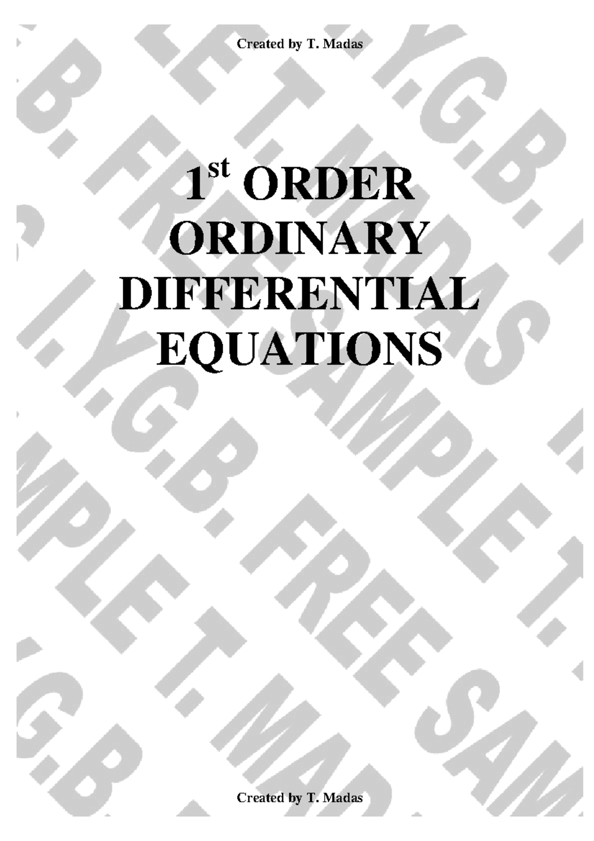 1st Order Differential Equations Practice - ODEs Solutions - Studocu