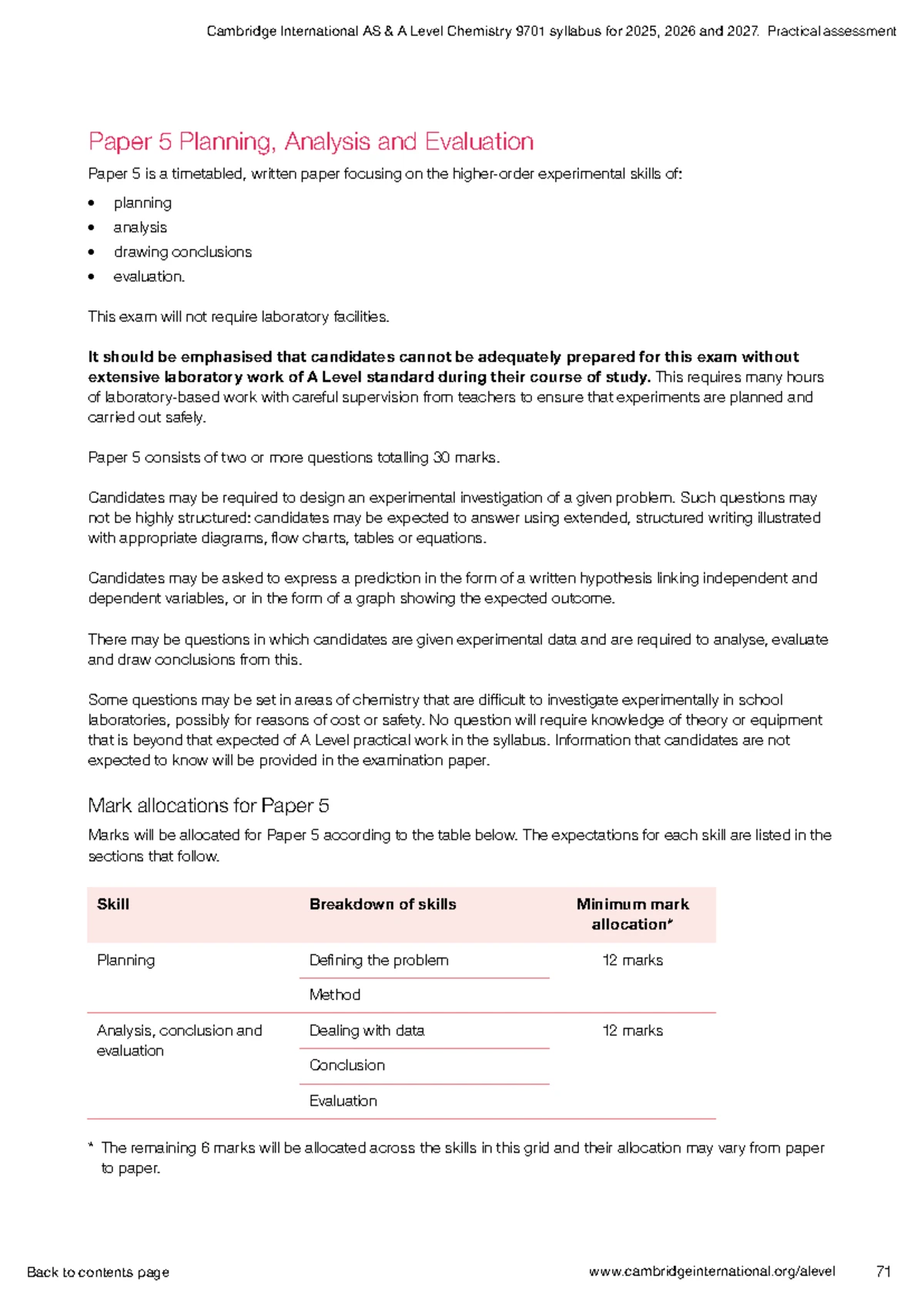 Cambridge International AS A Level Chemistry 9701 Syllabus Overview for ...