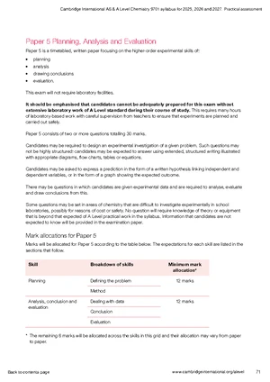 Cambridge International AS A Level Chemistry 9701 Syllabus Overview for ...