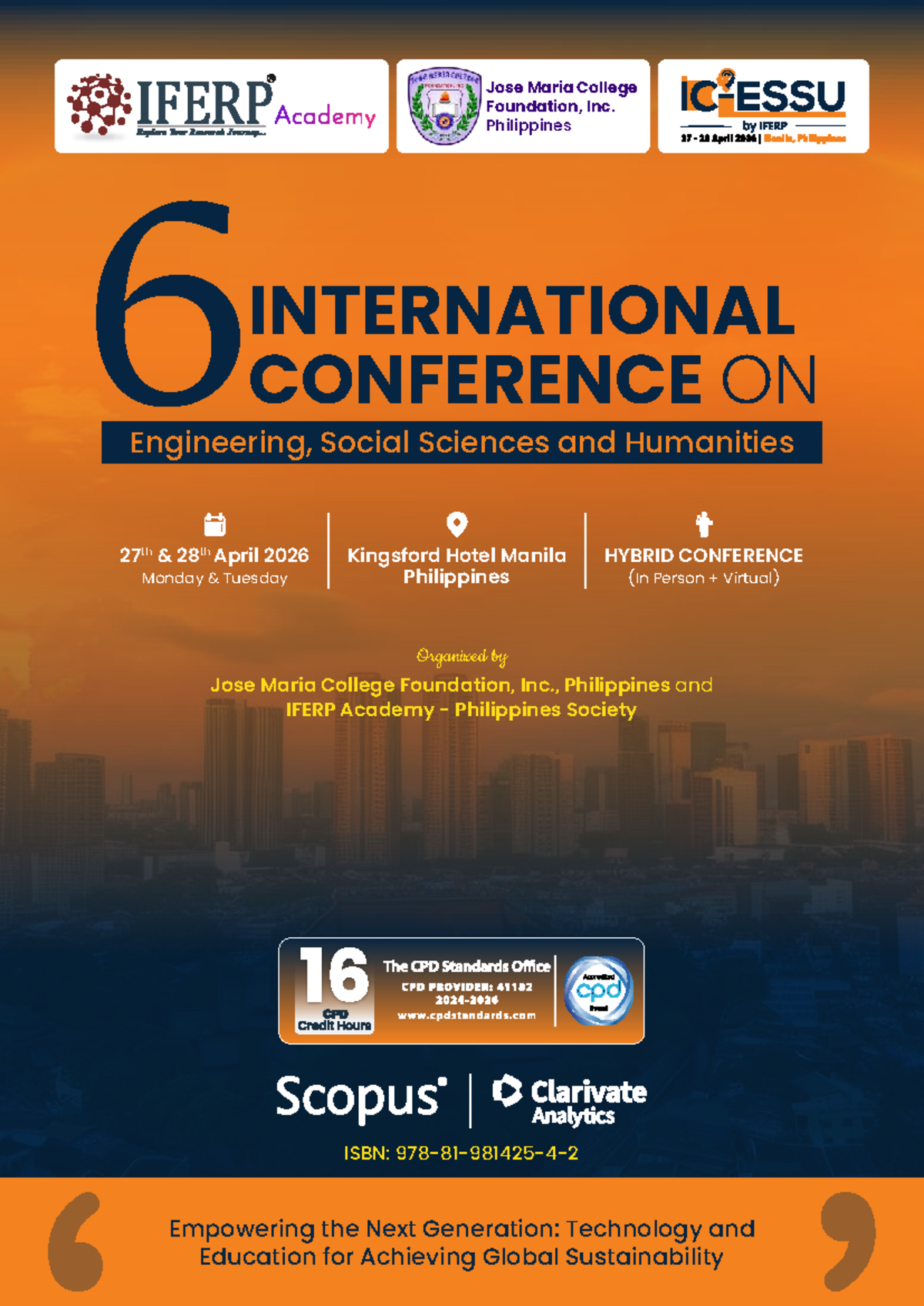 6th ICESSU 2026: Engineering, Social Sciences & Humanities Conference ...