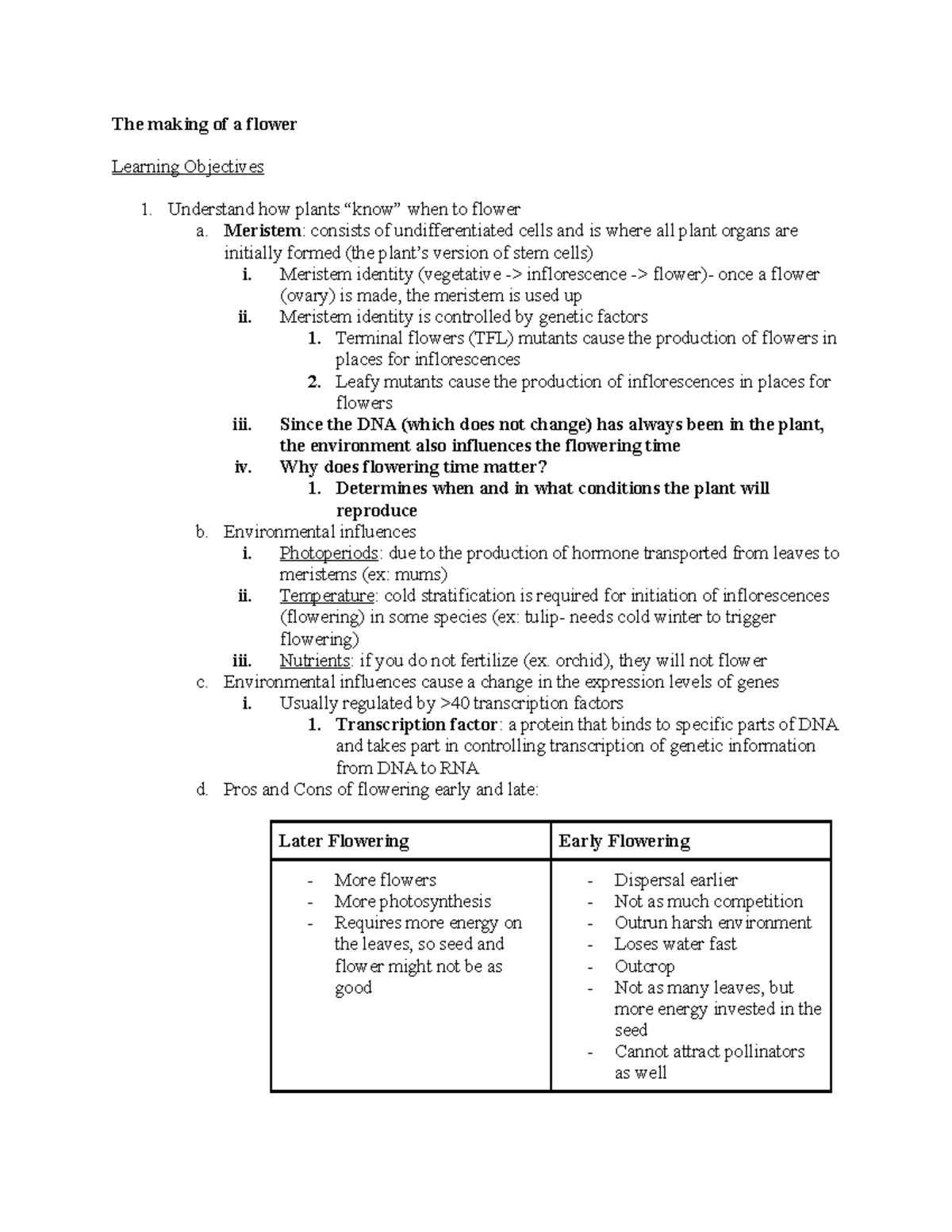 Unit 3 & 4 Flowering Mechanisms Study Guide (Plant Biology) - Studocu