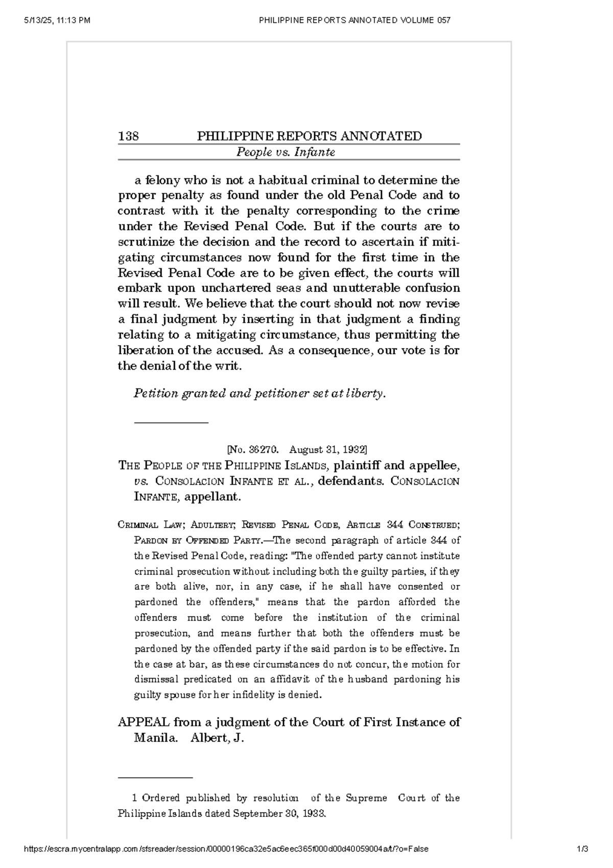 People vs. Infante: Analysis of Penalties Under Old & Revised Penal ...